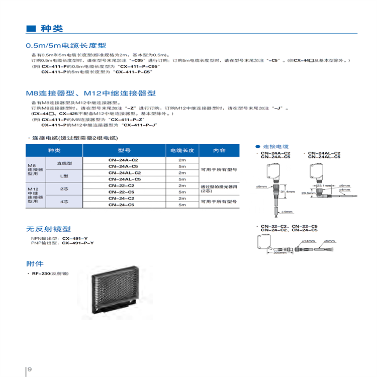 松下光电传感器CX-441-P CX-400系列小型放大器内置