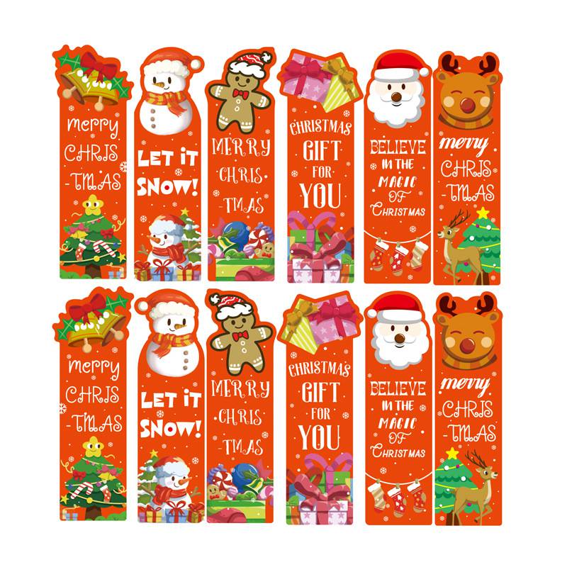 跨境现货圣诞节书签圣诞礼物可爱卡通纸制卡片套装 - 百度爱采购